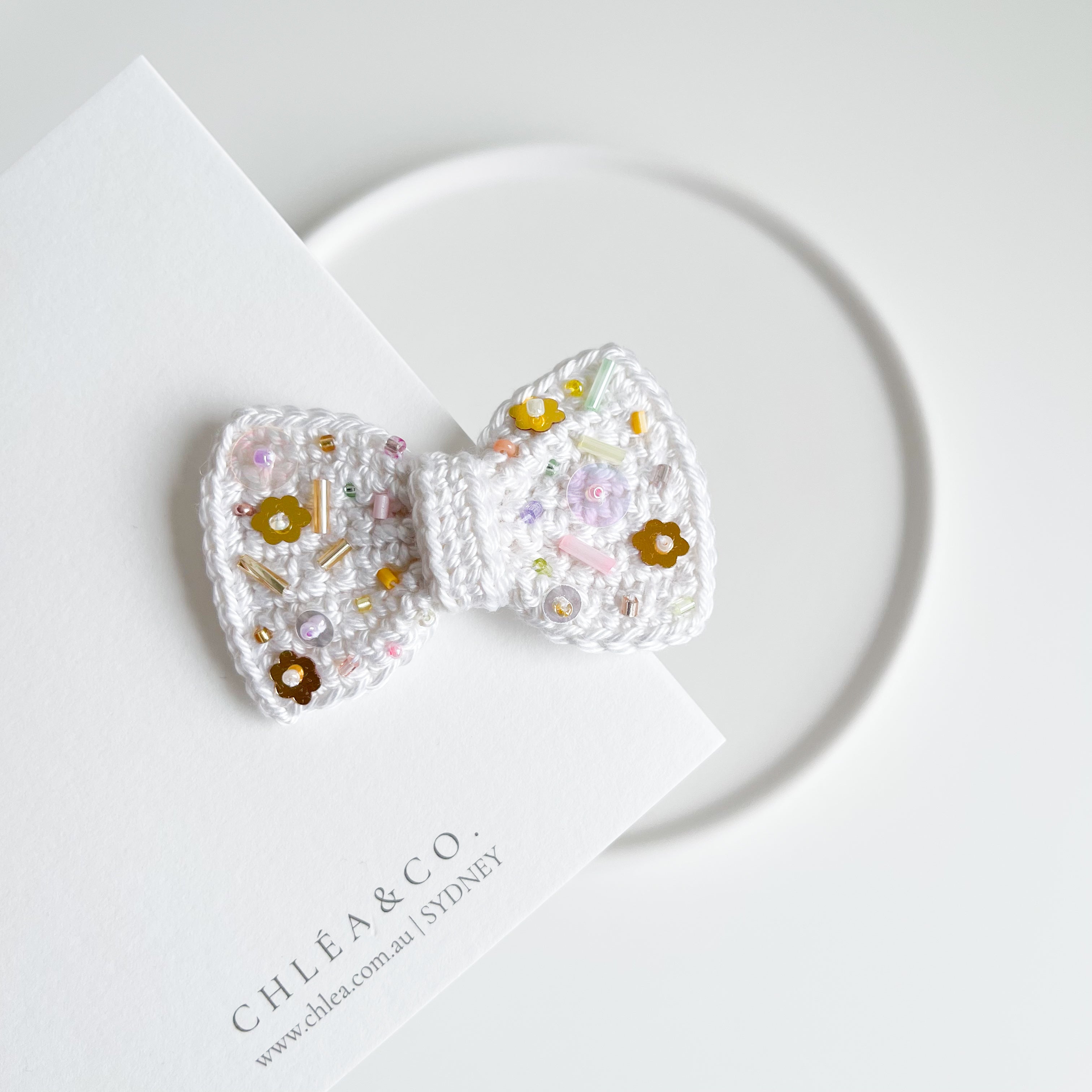 Confetti Crochet Bow Clip – Chléa & Co.